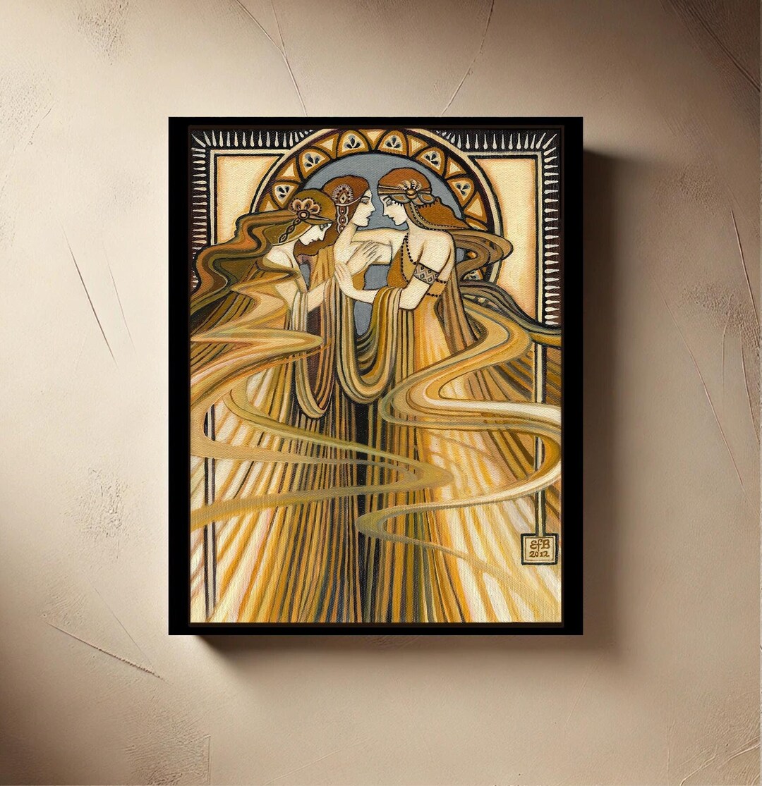 Three Graces 20x24 Art Print on Canvas - Art Nouveau Goddess Decor ...