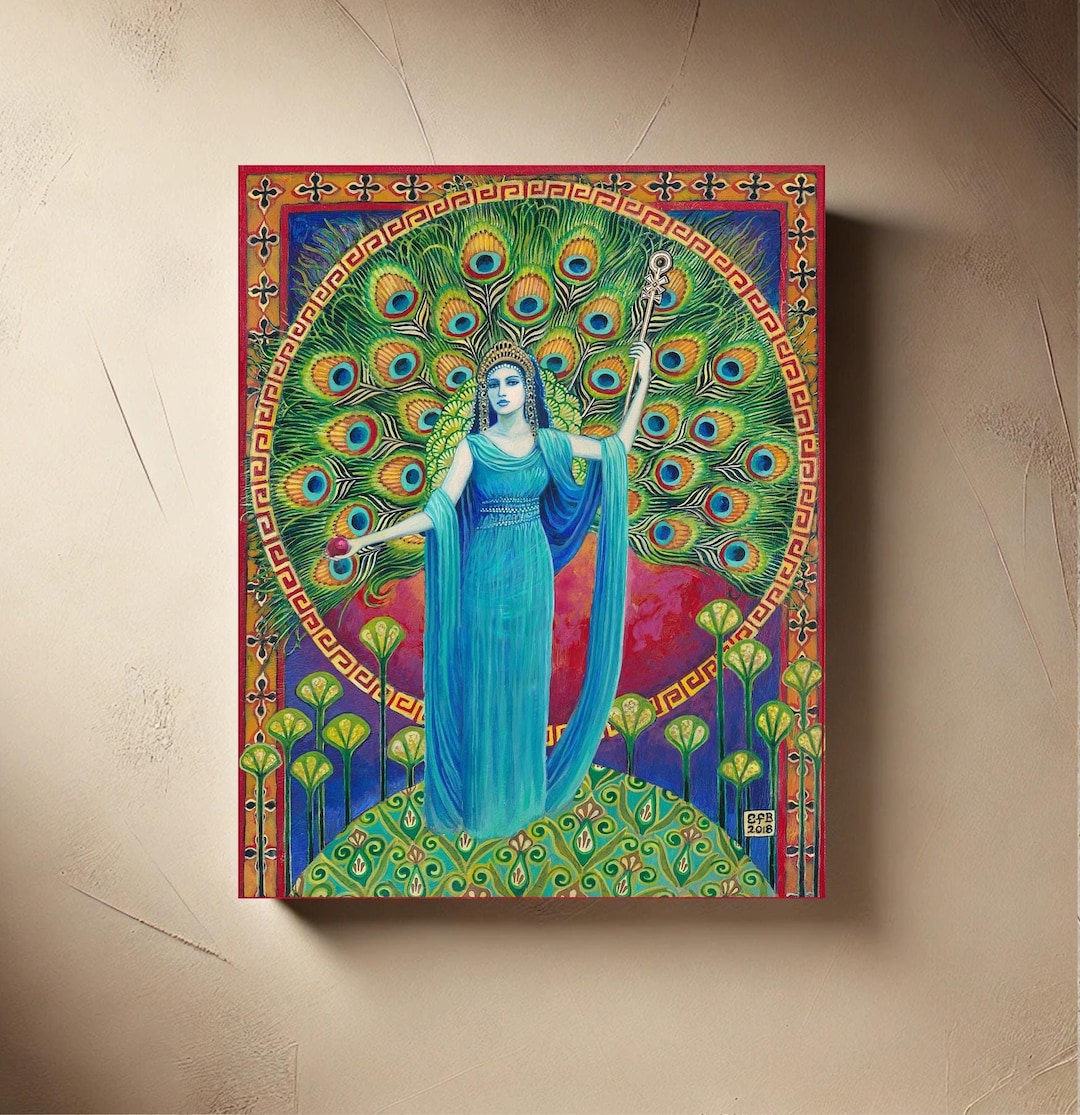 Hera Goddess Original Painting - Mythology Decor, Divine Feminine Wall Art, Mystical Bohemian ...