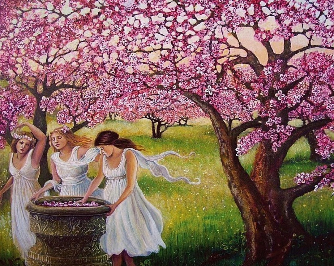 Spring Nymphs 8x10 Print Cherry Orchard Pagan Mythology Renaissance ...