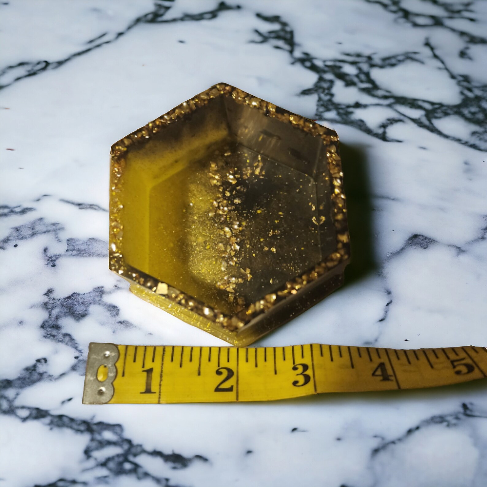 Handcrafted 3 Piece Resin Set, Black and Gold. Includes 3" Heart, 3 ...