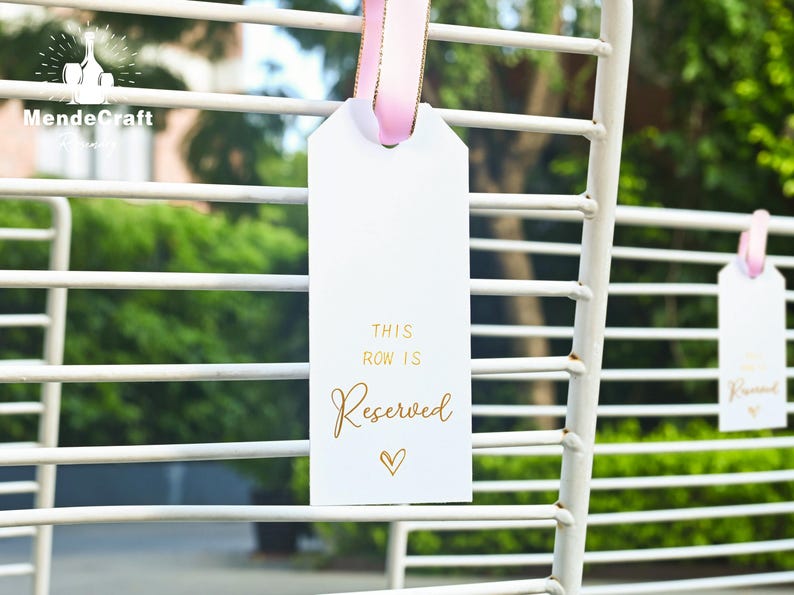 Foiled Wedding Seat Tag: Personalized Reserved Seating With Ribbon ...
