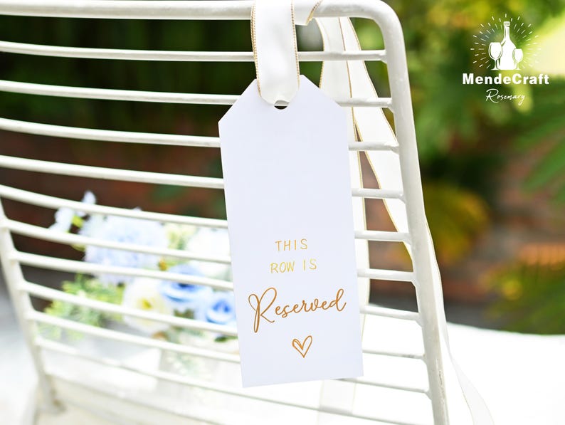 Foiled Wedding Seat Tag: Personalized Reserved Seating With Ribbon ...