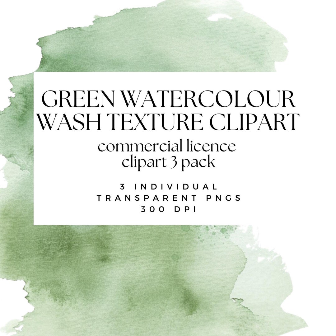 Green Watercolor Wash Background Texture Clipart Collection for ...
