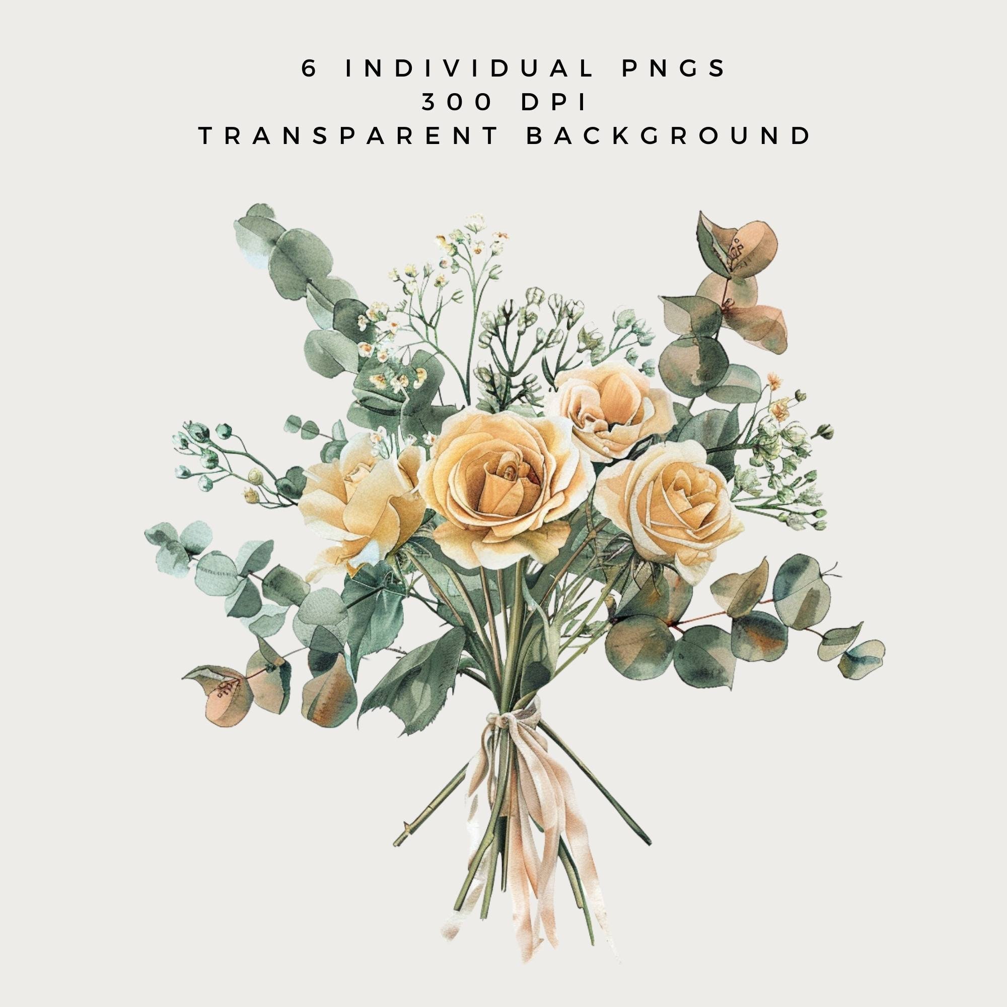 Rose and Baby's Breath Bouquets Clipart - Rose and Gypsophila Clipart ...