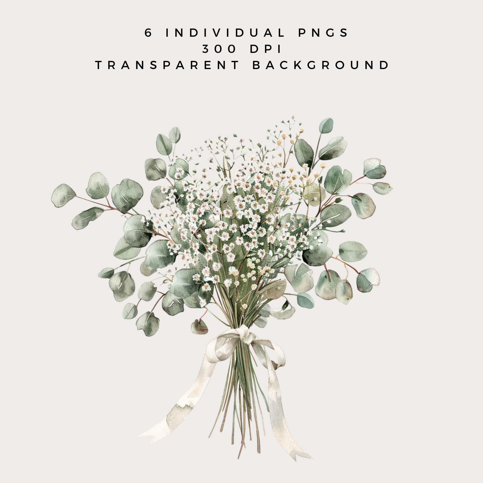 Baby Breath Floral Clipart Bouquets and Wreaths - Baby’s Breath Bouquet ...