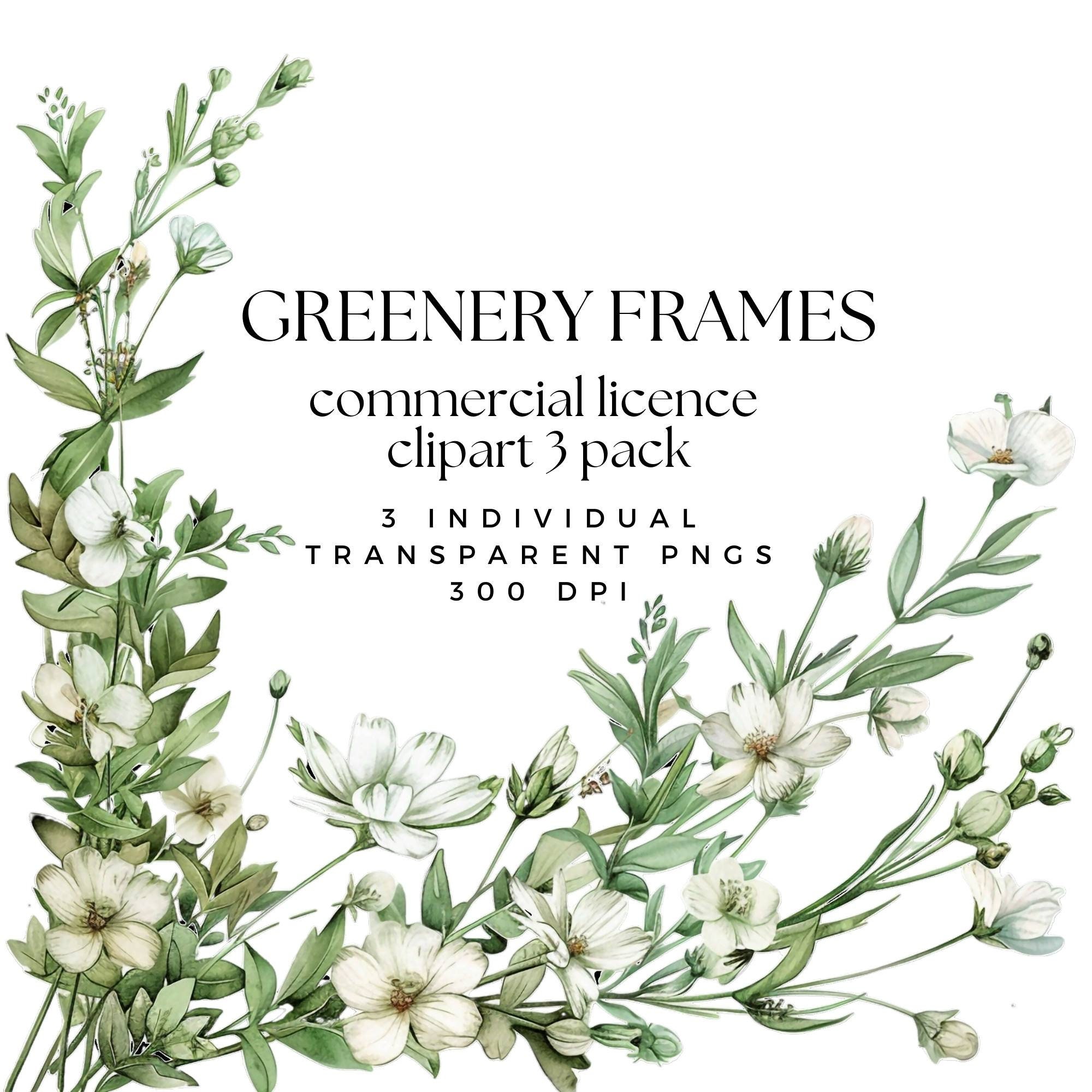 Green Frames Clipart - Green Watercolor Borders - Greenery Borders ...