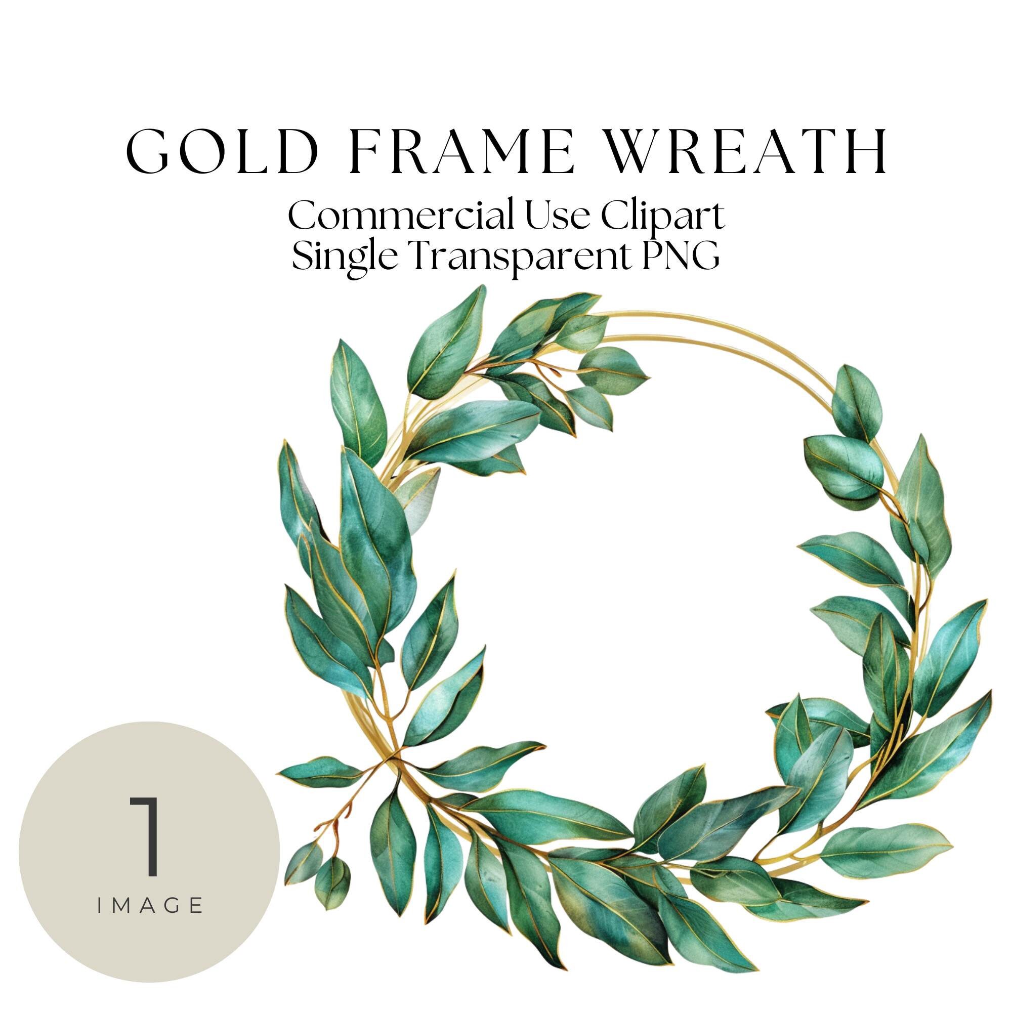 Gold Frame Wreath Clipart - Floral Clipart - Wreath Clipart ...