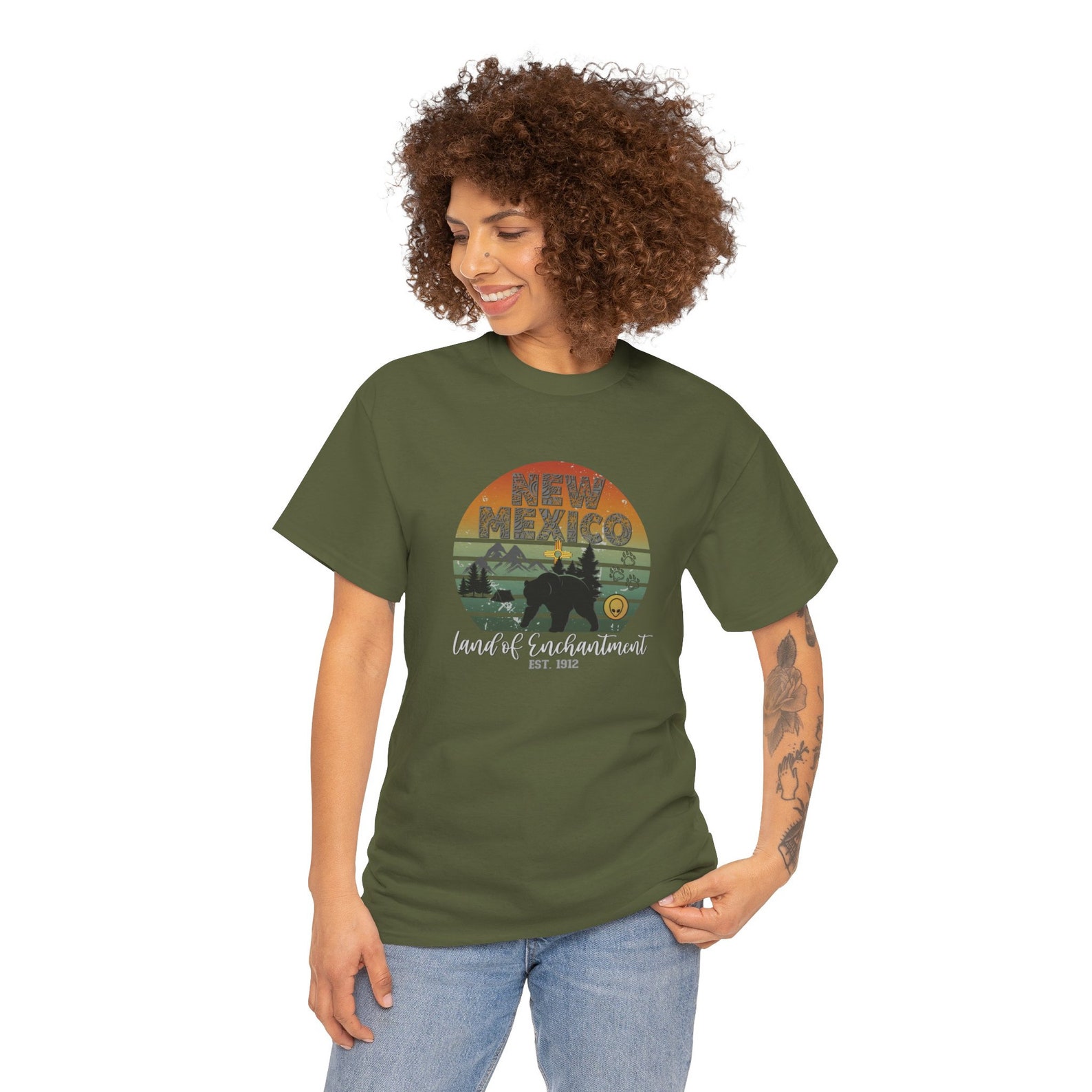 New Mexico "land of Enchantment", New Mexico Crewneck T-shirt, 47th ...