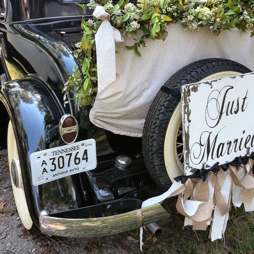 Just Married Sign Vintage Wedding Sign Wedding Car Sign - Etsy
