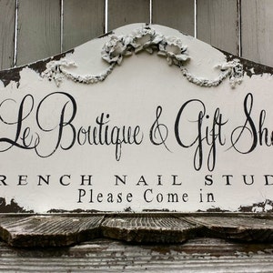 Shabby Chic BUSINESS SIGN | Custom Business Name Sign With Roses ...