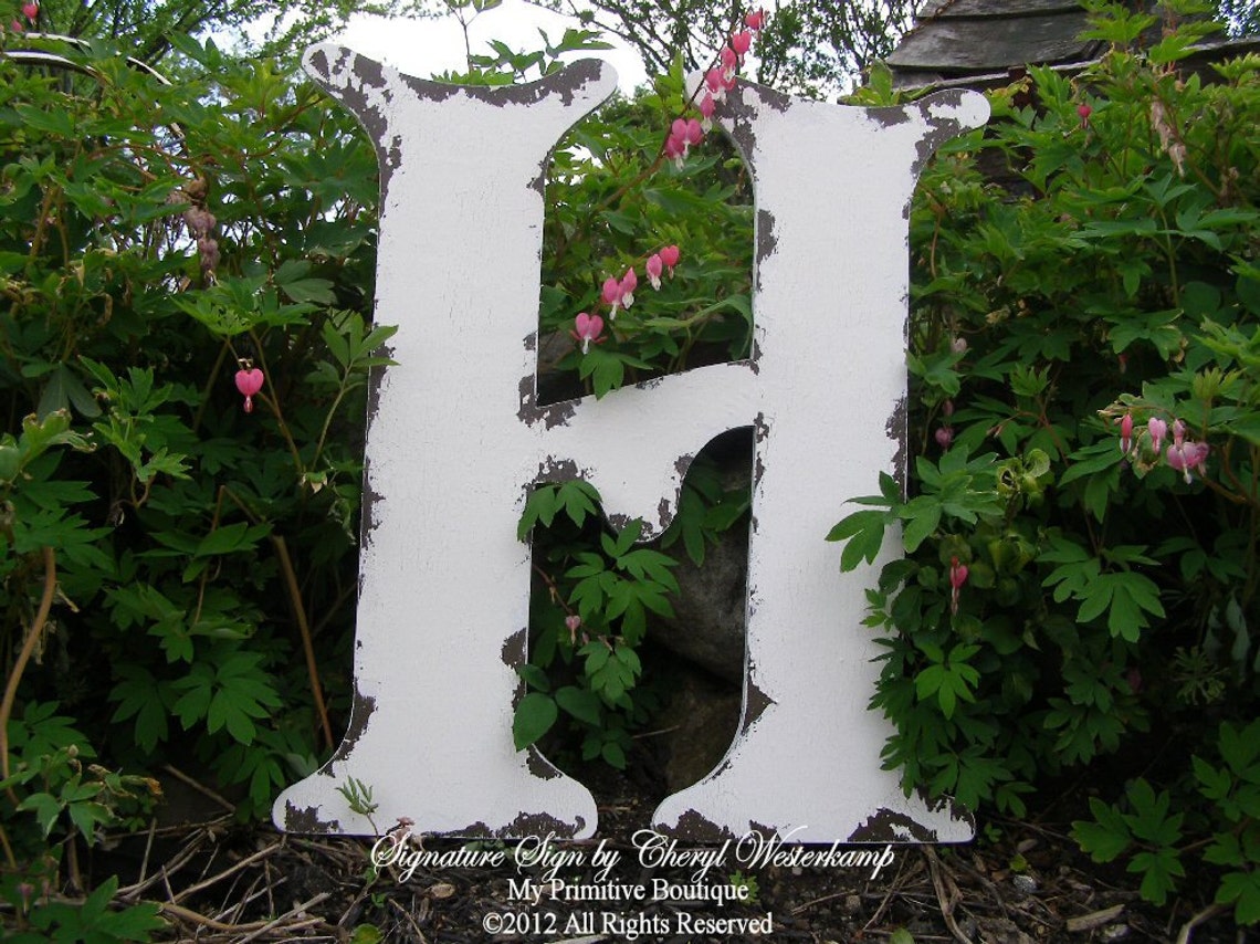 Large Decorative WOODEN LETTER Letter H Wooden Initials | Etsy