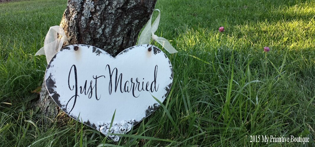 Just Married Just Married Sign Wedding Sign Heart Sign | Etsy