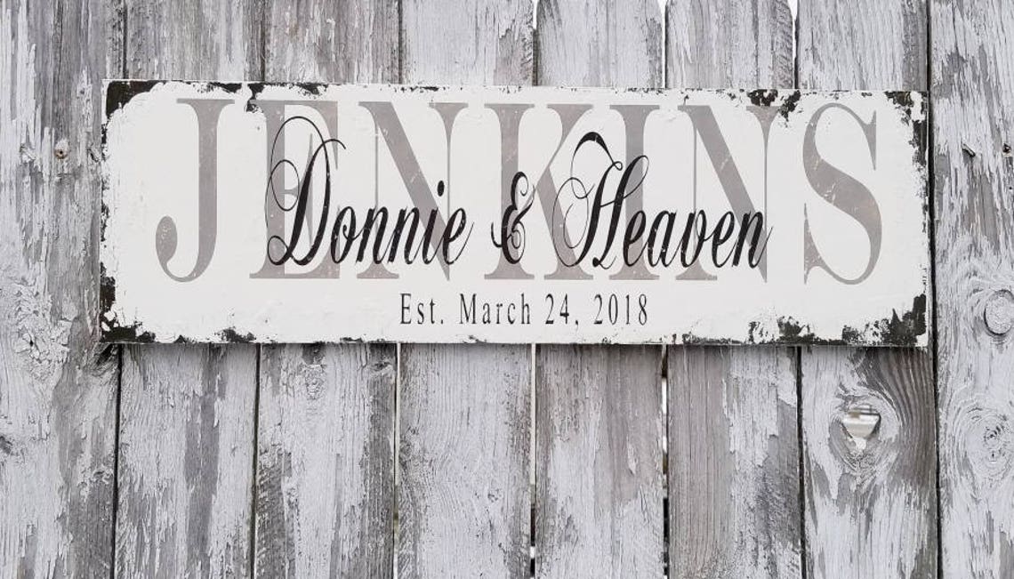 FAMILY NAME SIGN Established Sign Wedding Name Sign | Etsy