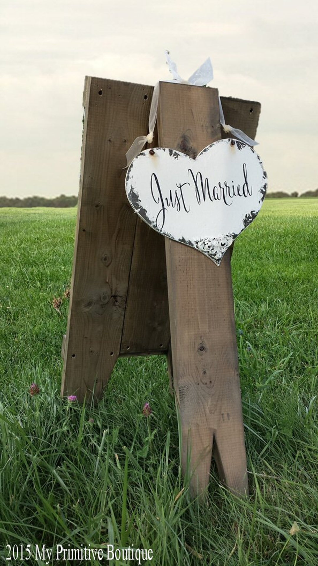 Just Married | Just Married Sign | Wedding Sign | Heart Sign | Rustic ...