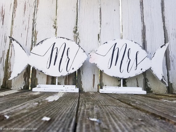 Wooden Fish Wedding Beach Wedding Sign. Personalized Wedding Gift For