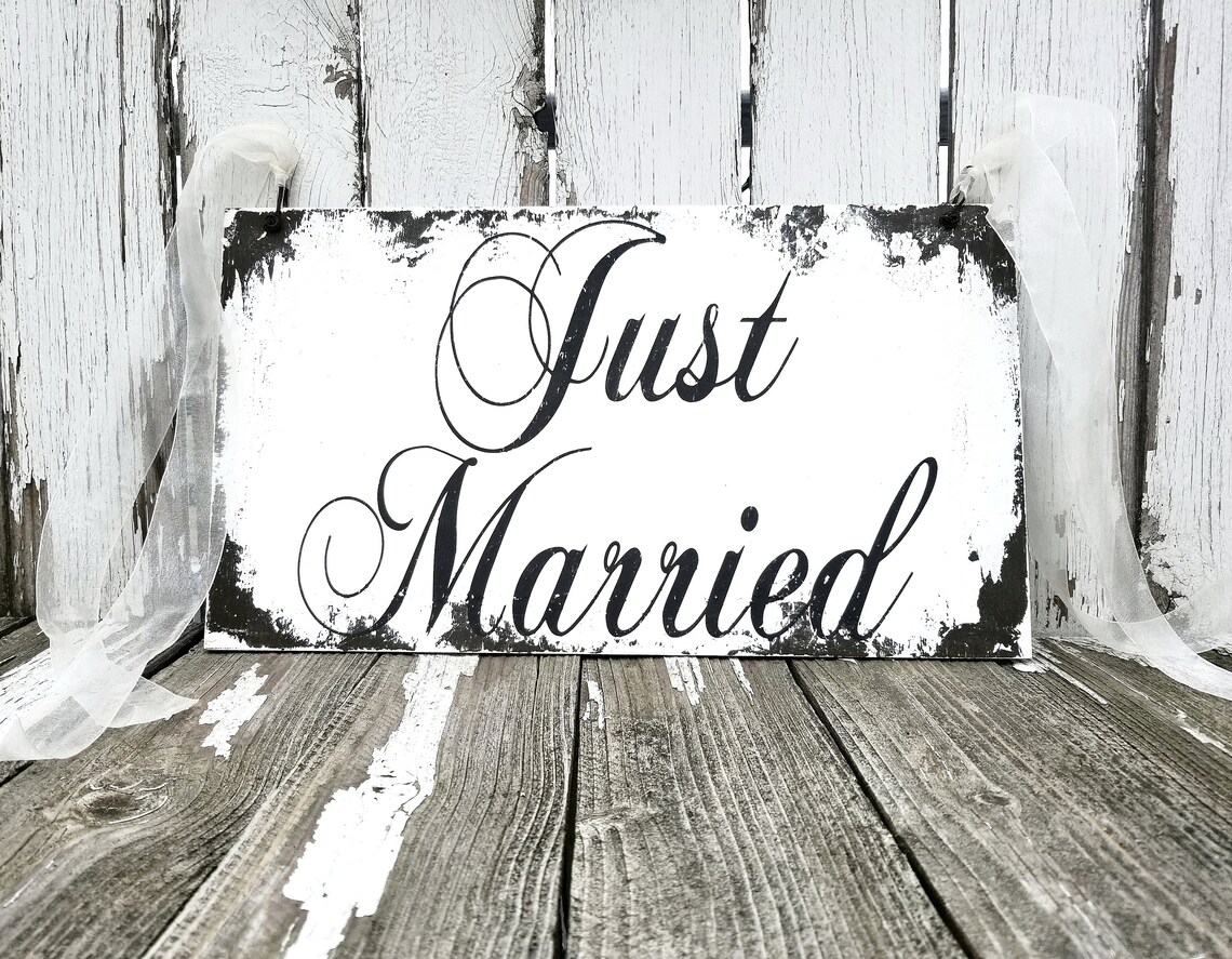 Just Married Sign Vintage Wedding Sign Wedding Car Sign - Etsy
