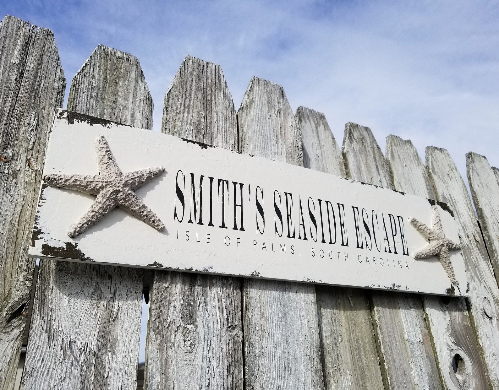 Custom Beach House Sign With Starfish Personalized Name Sign - Etsy
