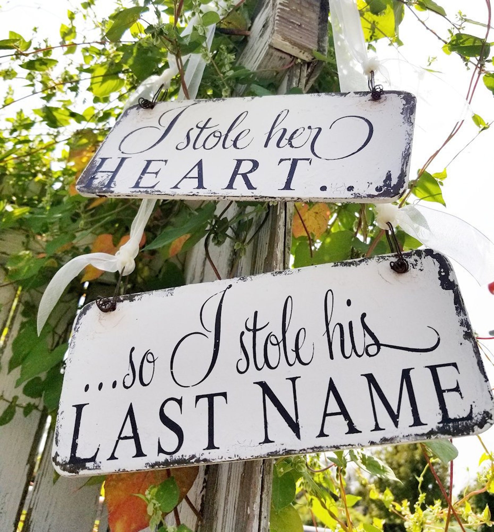 Wedding Signs I Stole Her Heart Sign Stole His Last Name | Etsy