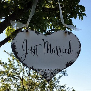 Just Married | Just Married Sign | Wedding Sign | Heart Sign | Rustic ...