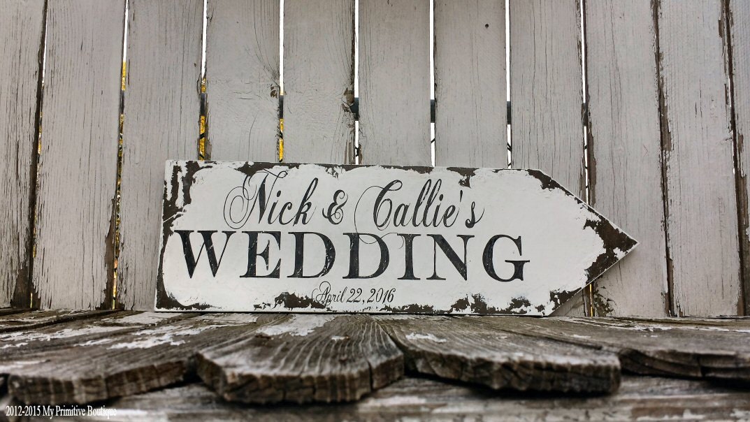 Personalized Wooden Wedding Arrow Sign Rustic Arrow Wedding | Etsy