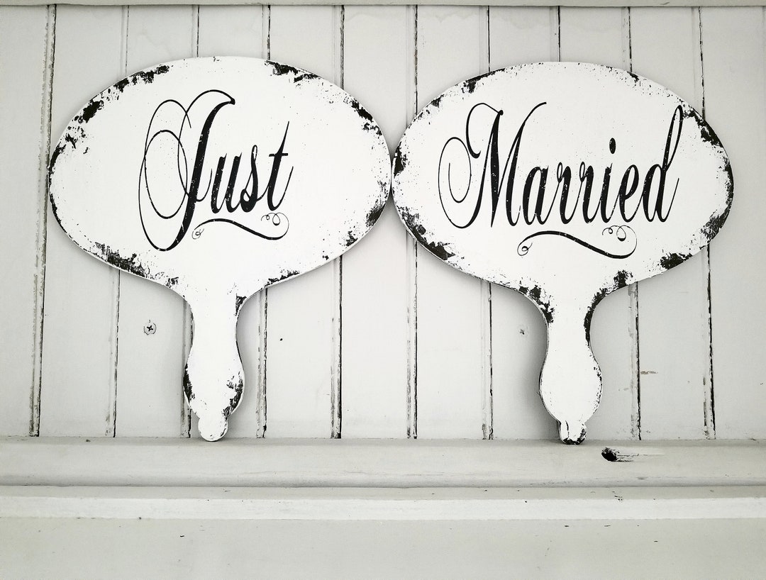 Just Married Signs | Bride and Groom Signs | Props for Ring Bearer or ...