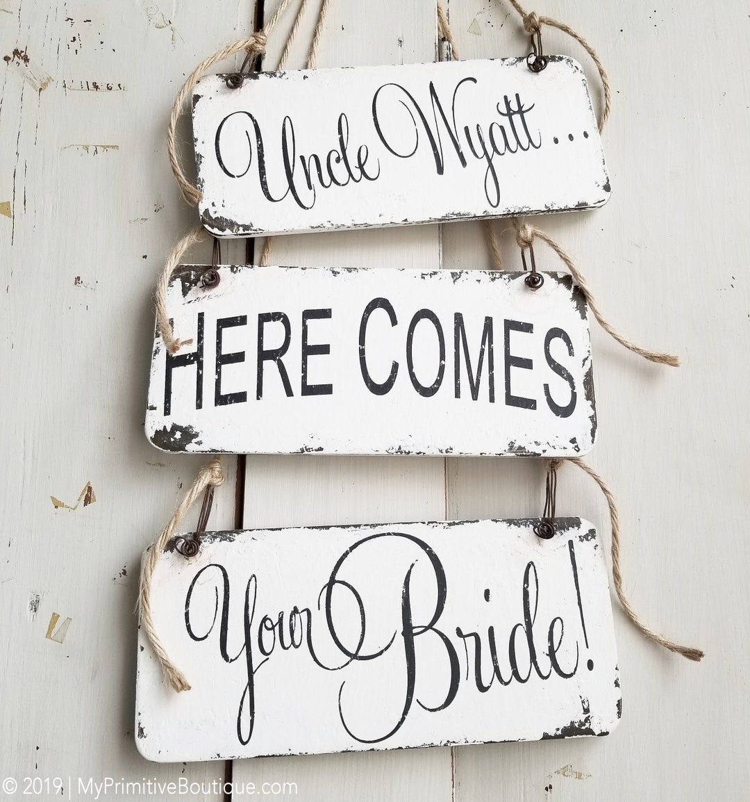 Here Comes the Bride Signs | Rustic Wedding Signs | Ring Bearer Sign ...