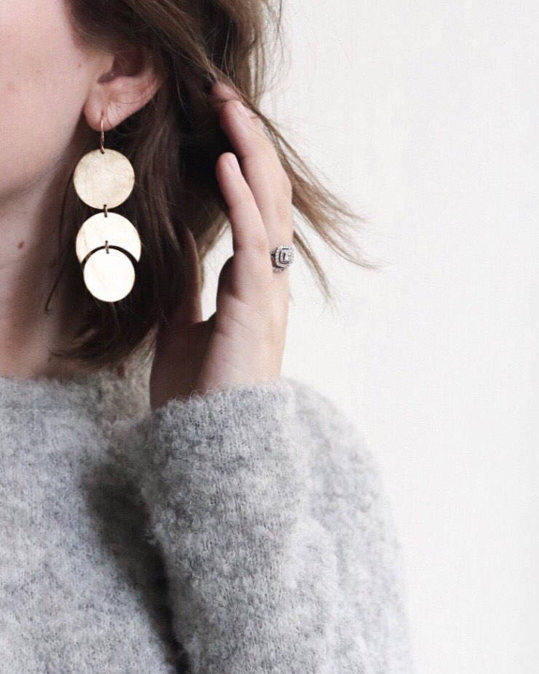 Luna Earrings, Moon Shape Earrings, Moon Earrings, Circle Earrings ...