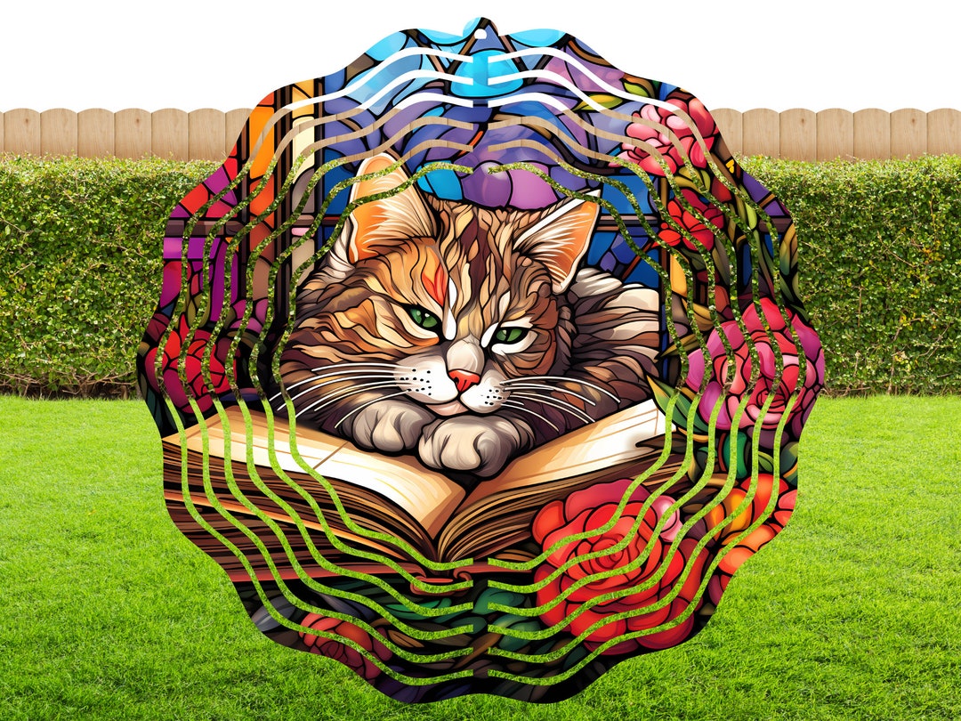10-inch Cat Wind Spinner, Eight Designs, Cat Lover, Double Sided, Metal ...