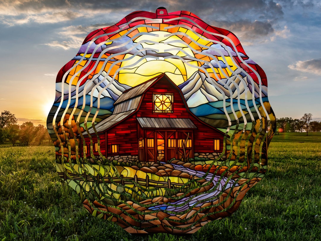10-inch Farm Barn Wind Spinner | Wind Catcher | Outdoor Decor | Yard ...