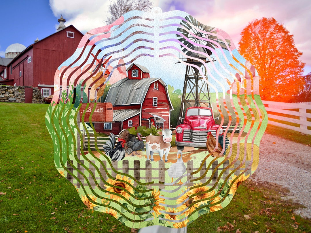 10-inch Farm Barn Wind Spinner | Wind Catcher | Outdoor Decor | Yard ...