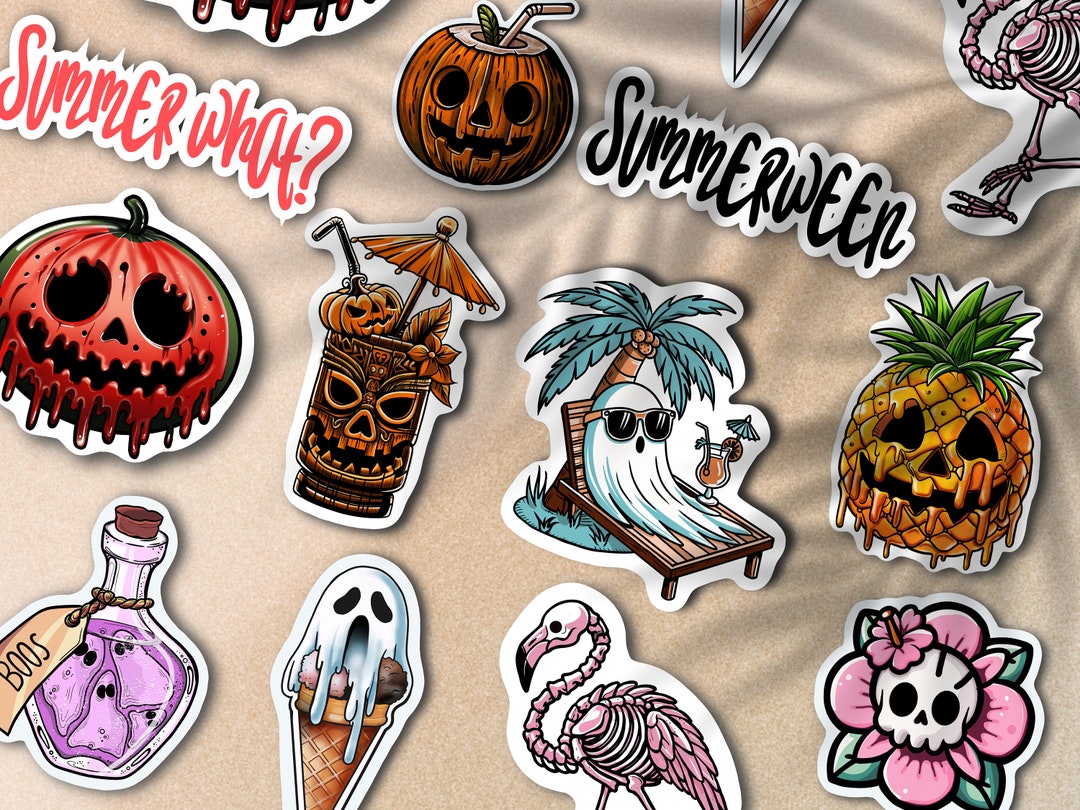 Summerween Horror Stickers Set of 11 Kiss Cut DOWNLOAD ONLY Boo Basket ...