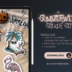 Summerween Horror Stickers Set of 11 Kiss Cut DOWNLOAD ONLY Boo Basket ...