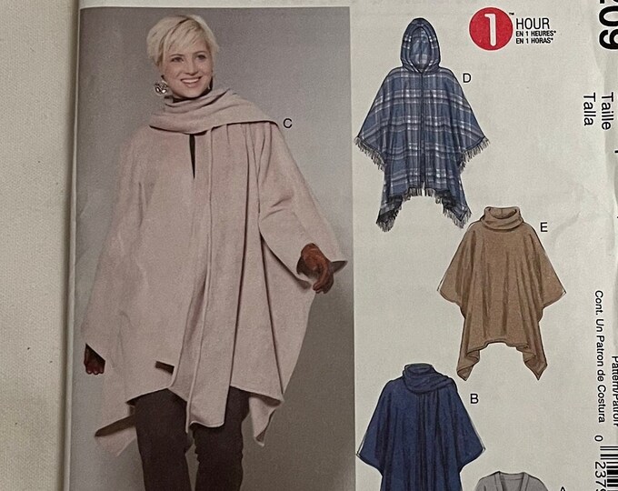 Poncho and Belt Pattern, Mccall's M6209, Misses' Size Y: Xsm, Sml, Med, 5 Variations of ...