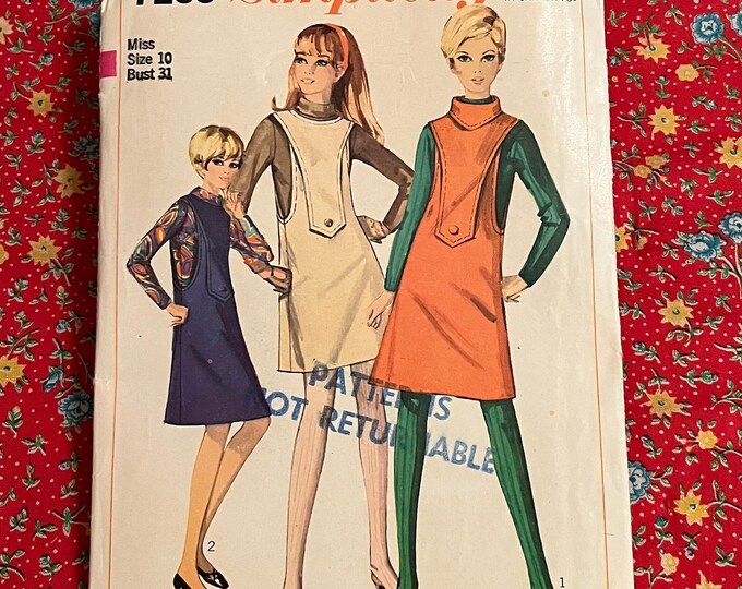 1967 Retro Jumper Pattern, Vintage Simplicity 7255, Size 10, Bust 31 ...