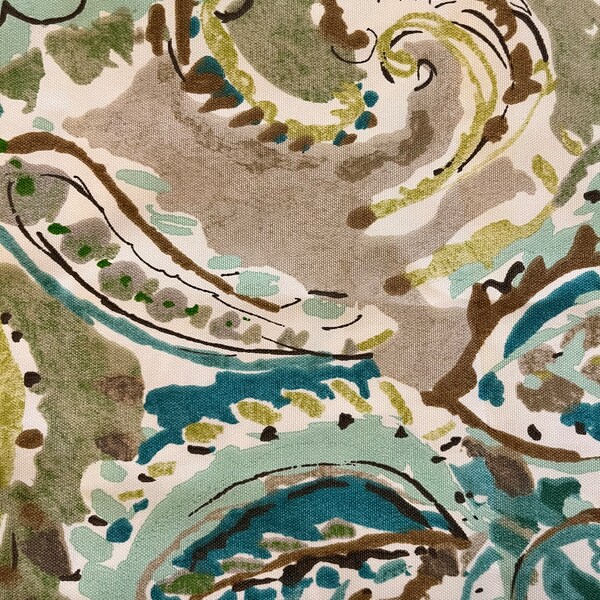 Teal Paisley Fabric - Etsy
