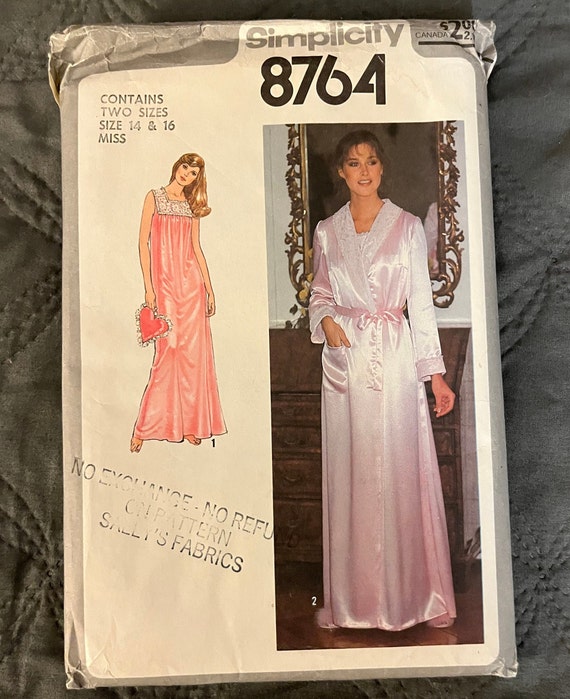 Simplicity Nightgown and Robe Pattern 8764 Misses' Size - Etsy