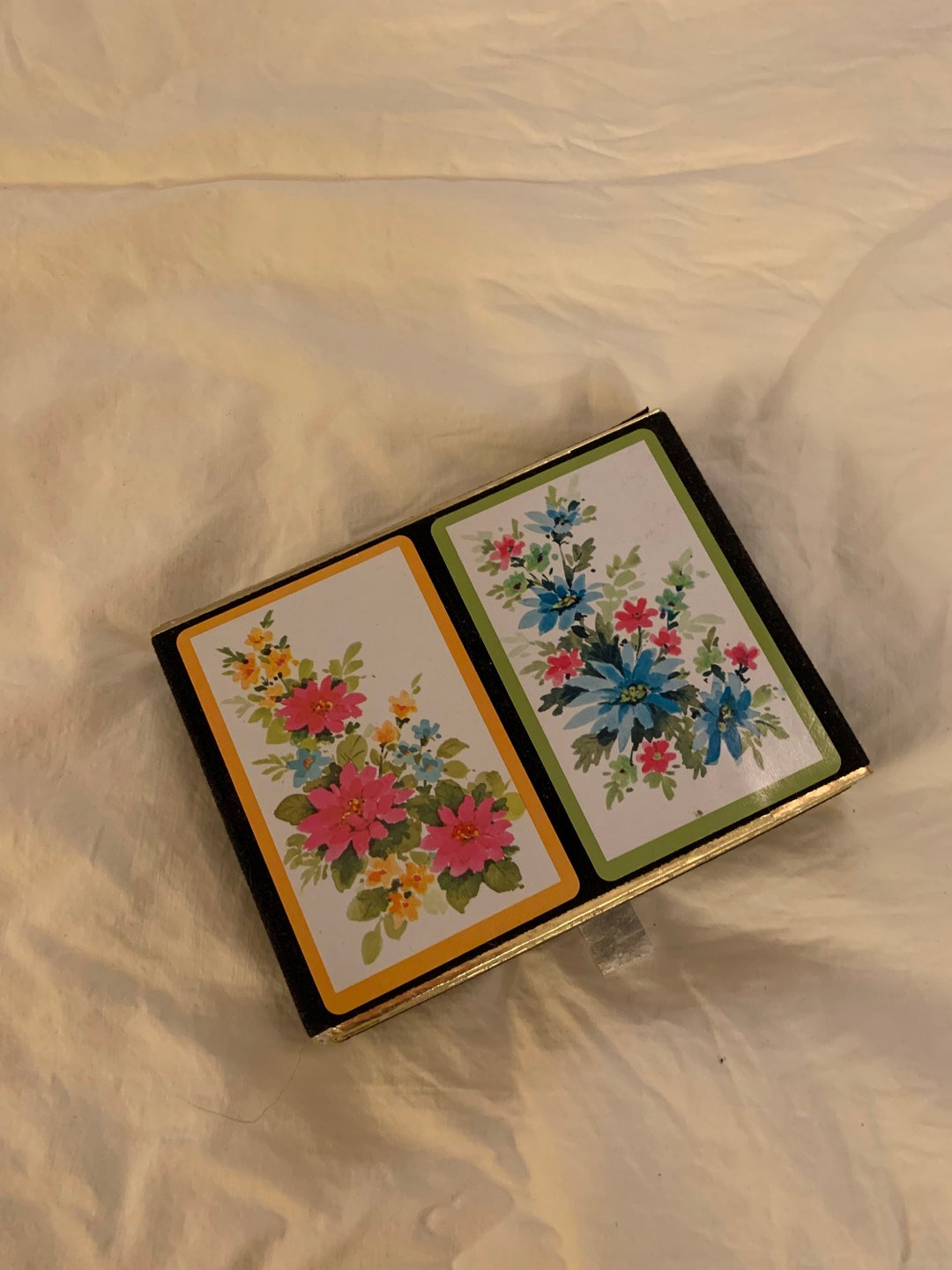 Vintage Mod Flowers Playing Cards 2 Decks: Blue and Pink - Etsy