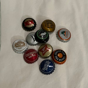 10 Domed Bottle Caps for Crafting, Projects Hand Domed Metal Caps for ...