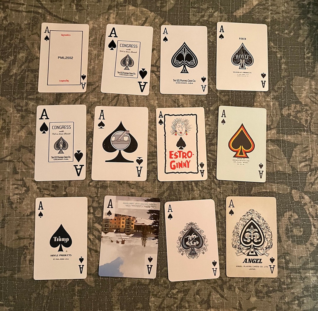 Lot of 12 Ace of Spades Playing Cards, Random Mix From Decks of Cards ...