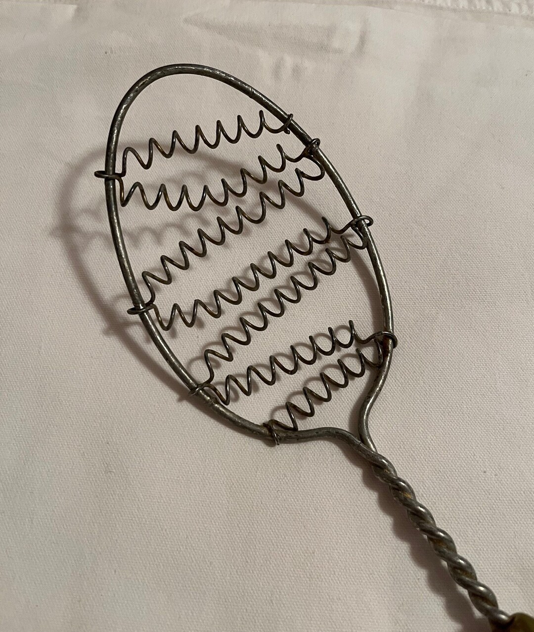 Vintage Wire Whisk W/ Curly Coiled Wire Mottled Green Brown - Etsy