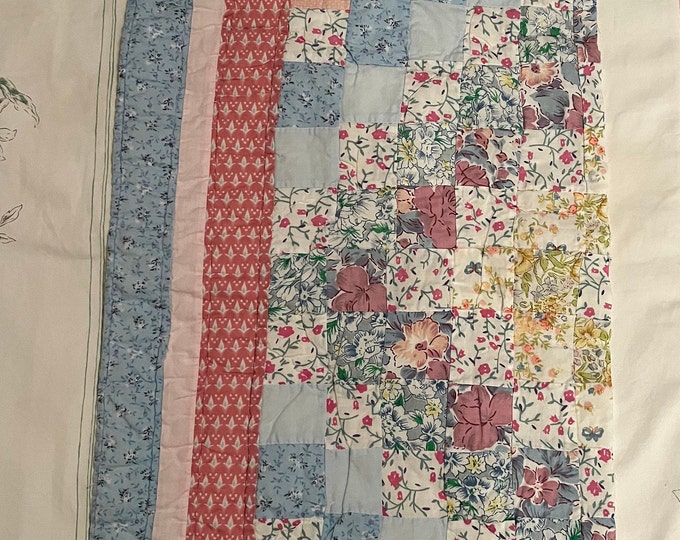 Pastel Cutter Quilt Fabric, Vintage Patchwork Quilt Piece, Arch Quilts ...