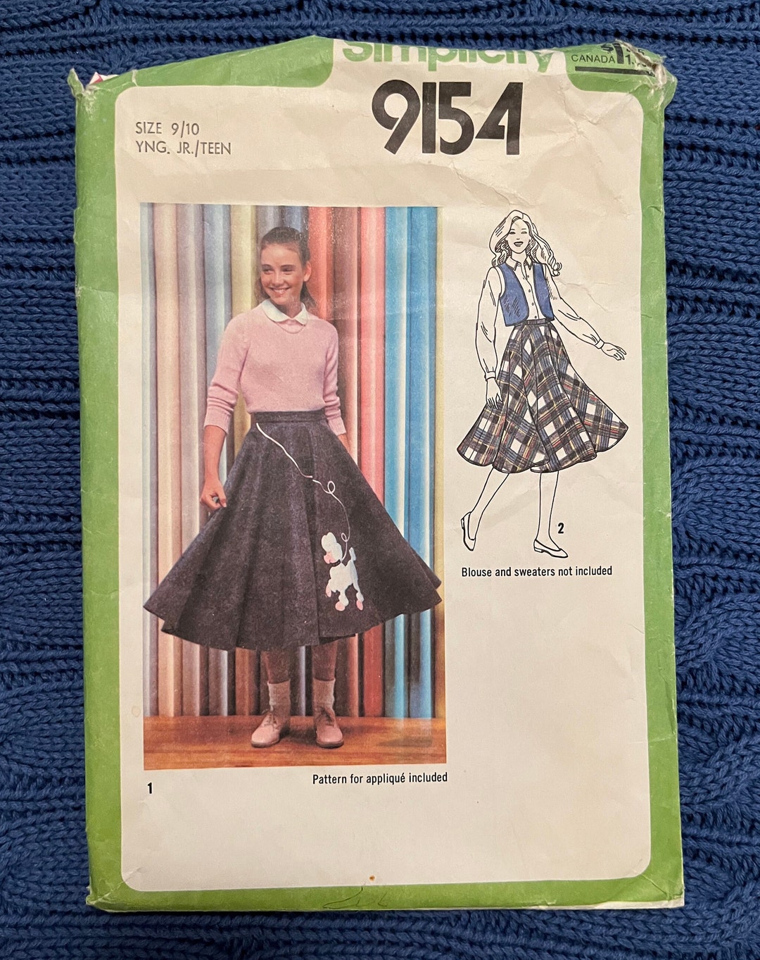 Retro Poodle Skirt Pattern, Simplicity 9154, Young Jr. Teen Size 9/10 ...
