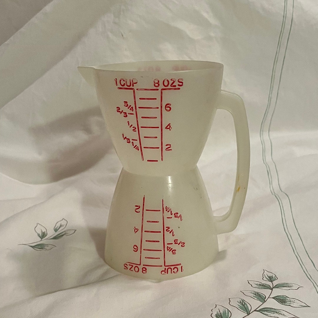 Vintage Tupperware Double Measuring Cup With Handle, 1 Cup Each Top ...