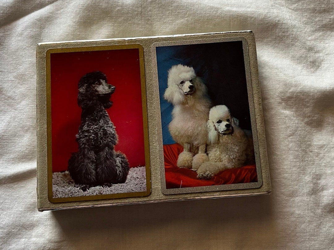 Vintage Poodle Dogs Playing Cards in Box, 2 Decks of Cards, Congress ...