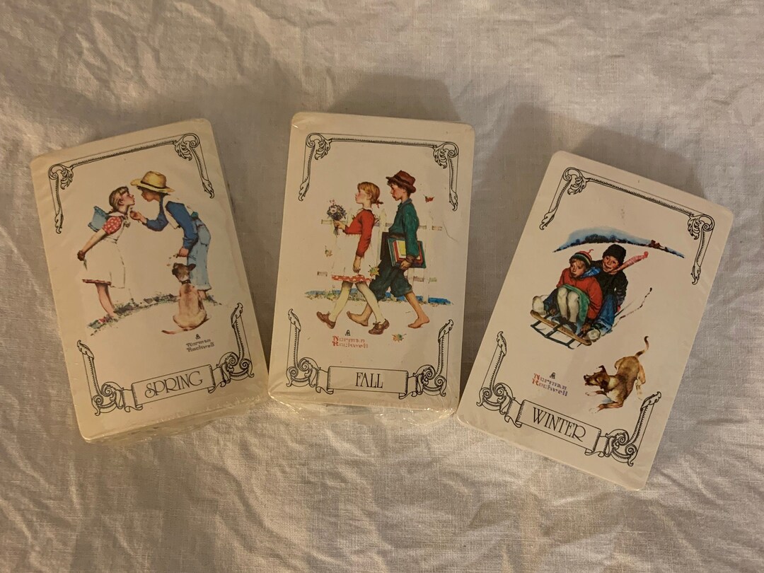 3 Decks Norman Rockwell Playing Cards: Spring Fall Winter - Etsy
