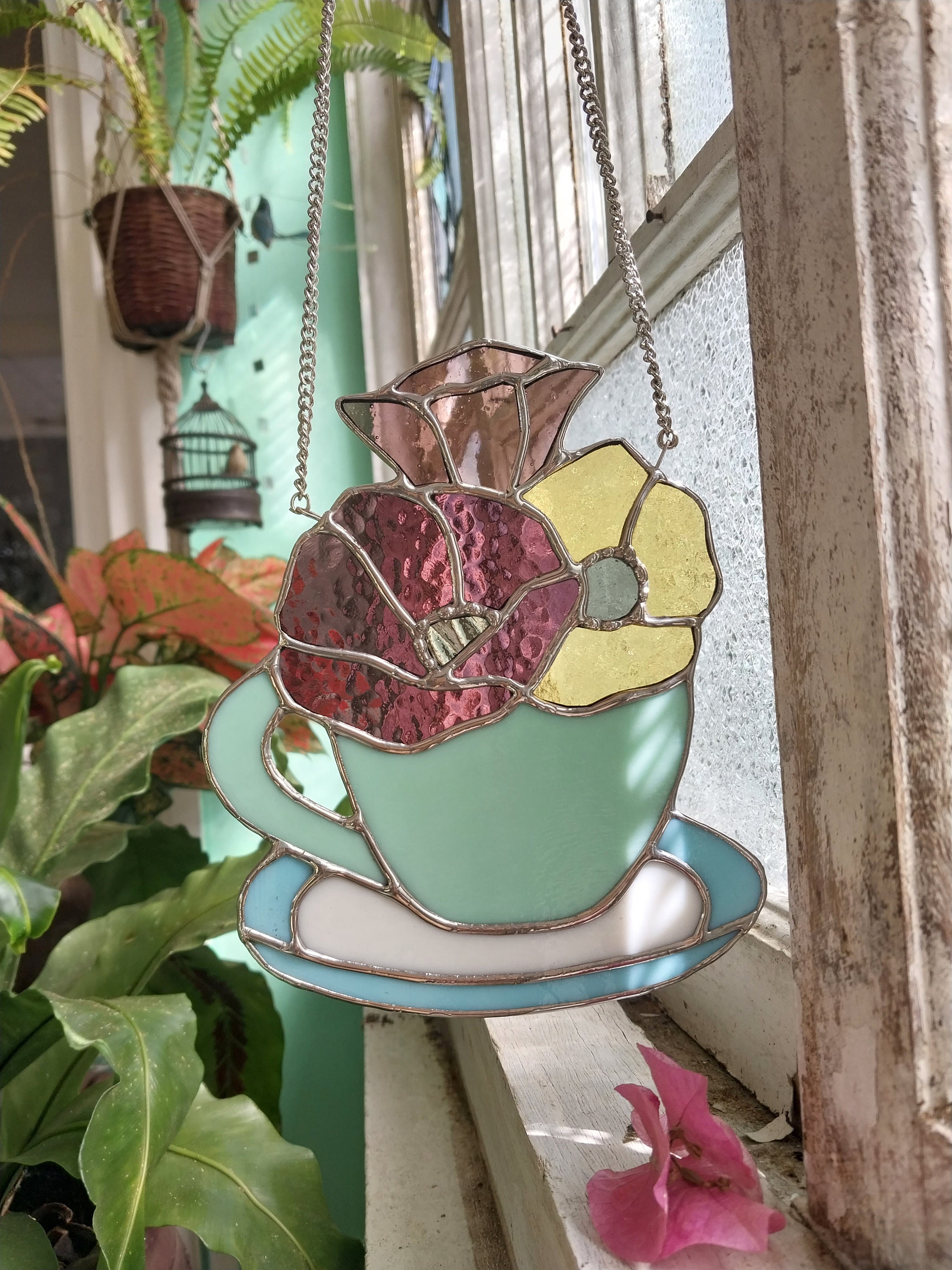 Digital Download Pattern for DIY Stained Glass Suncatcher of Teacup ...