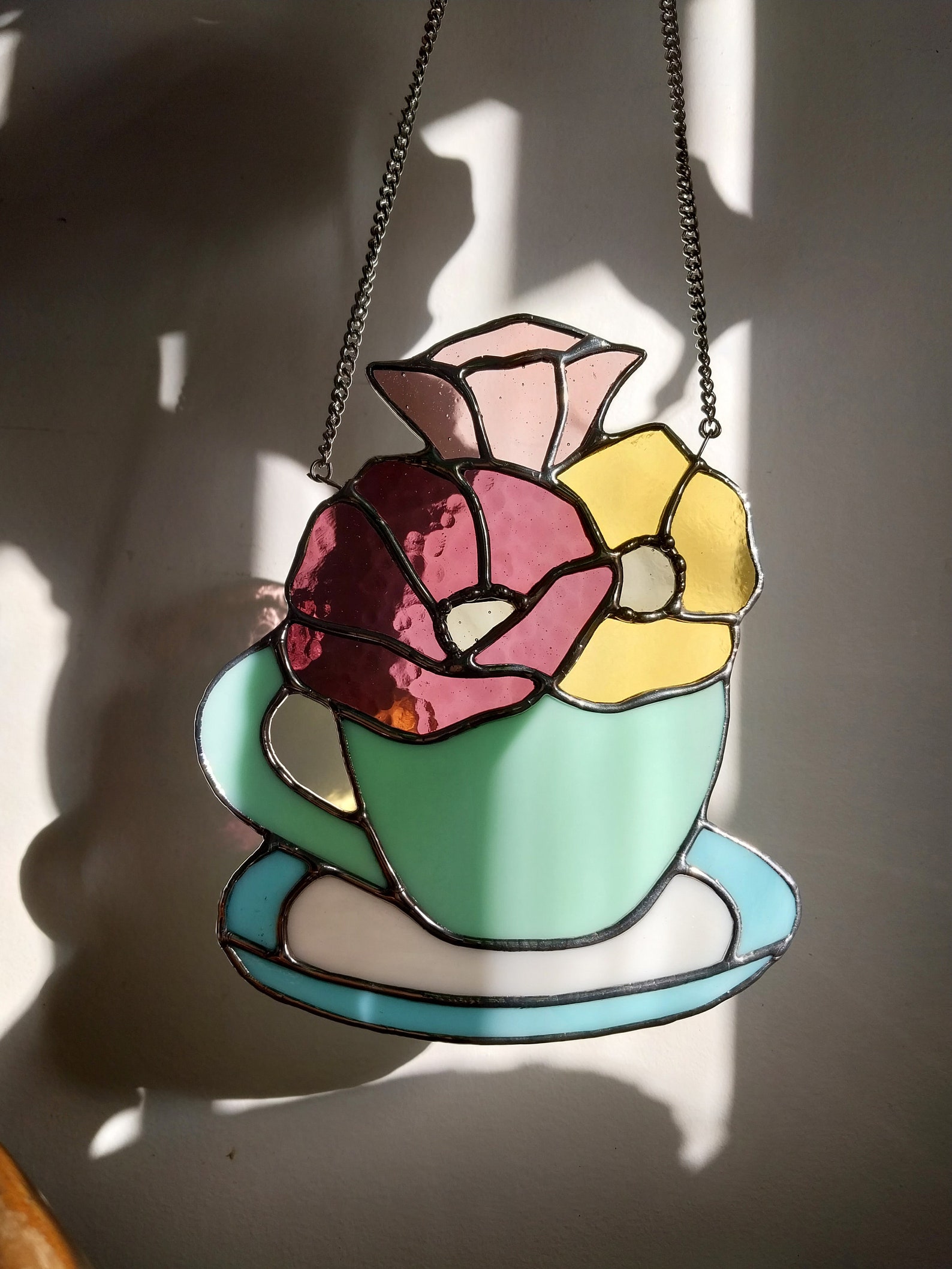 Digital Download Pattern for DIY Stained Glass Suncatcher of Teacup ...