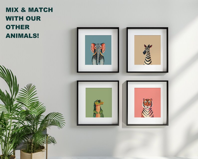 Zebra Boho Gallery Wall Art, Whimsical Wildlife Illustration Home Décor ...