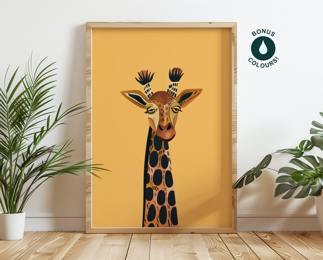 Giraffe Boho Gallery Wall Art, Whimsical Wildlife Illustration Home ...