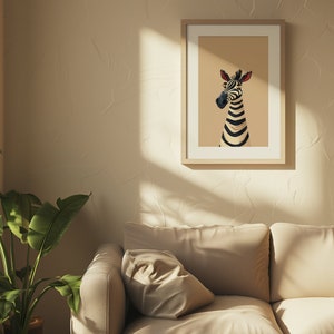 Zebra Boho Gallery Wall Art, Whimsical Wildlife Illustration Home Décor ...